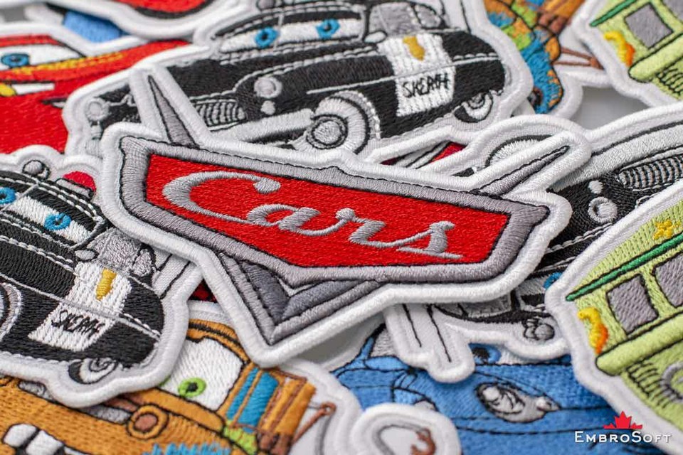 Cars Logo Cute Funny Cartoon Embroidered Patch Iron / Sew On SIZE: 3.9 ...