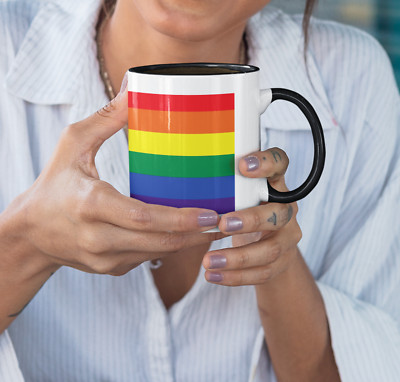Pride Stripe Mug Tea Coffee Cup - LGBTQ Rainbow Lesbian Gay Flag Home ...