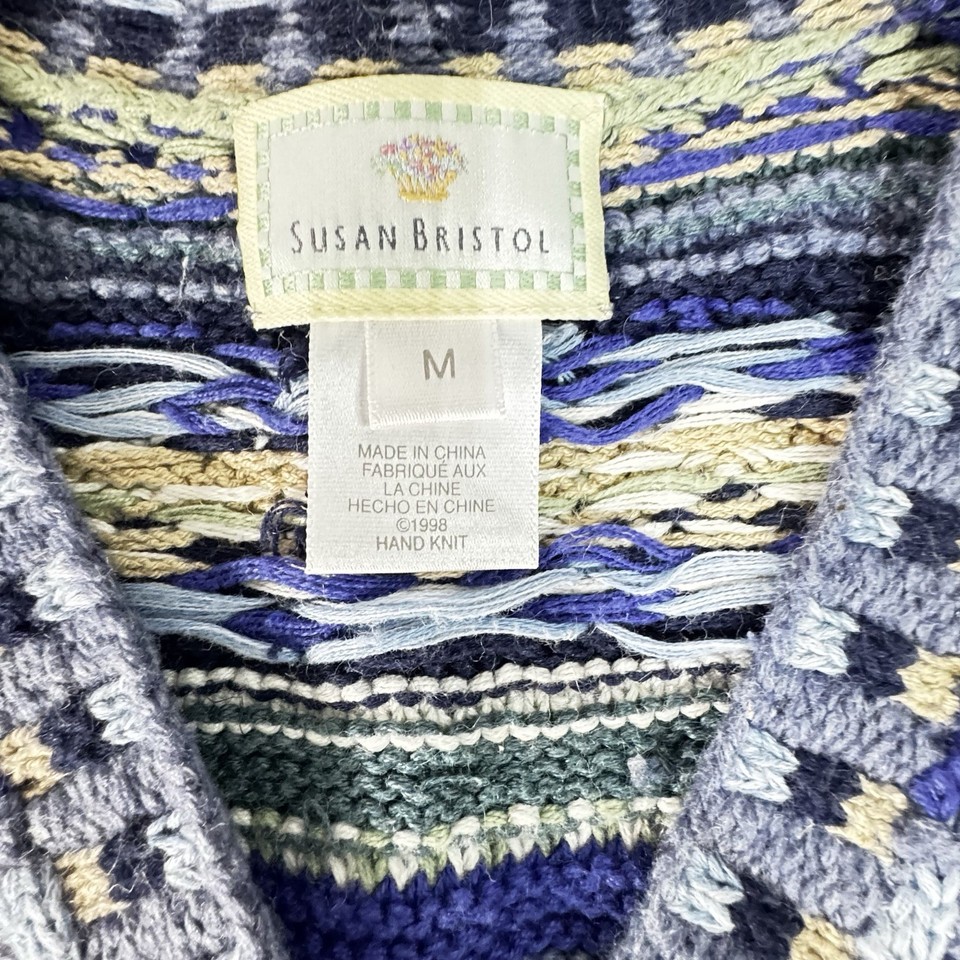Vintage Hand Knit Susan Bristol Sweater Vest Striped Fair Isle Heart ...