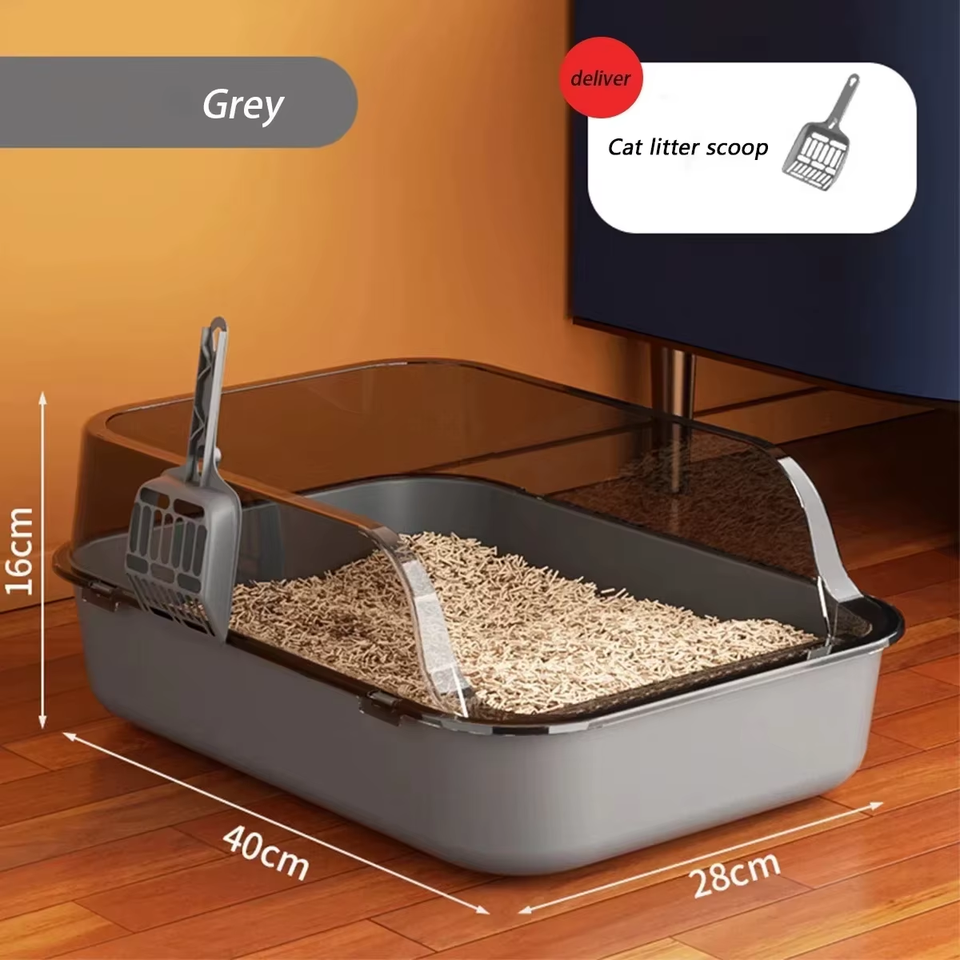 Cat Litter Box Semi-Closed Removable Splashproof Cats Toilet Non-Stick ...