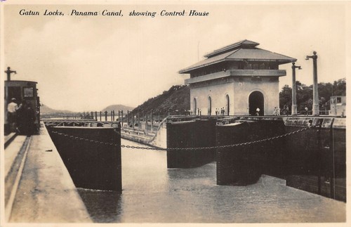 lot291 gatun locks canal showing control house panama real photo | eBay UK