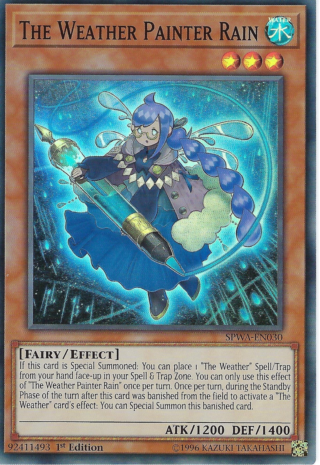 YU-GI-OH CARD: THE WEATHER PAINTER RAIN - SUPER RARE - SPWA-EN030 - 1st ...