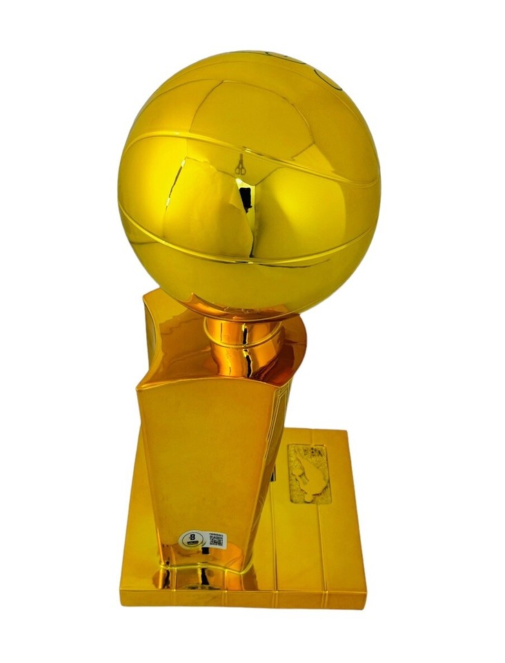 LARRY BIRD SIGNED MINI NBA FINALS TROPHY CELTICS 17X CHAMPS BECKETT COA ...