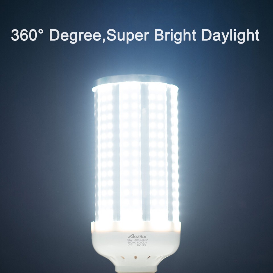 2-Pack 60W (500W Equivalent), Daylight, E26 Standard Base, LED Corn ...