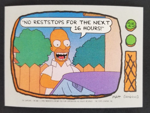 Simpsons 1990 TV Show Cartoon Topps Card #25 (NM) | eBay