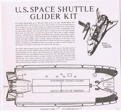 1982 NASA U.S. Space Shuttle Glider Kit 1:200 Scale Paper Model | eBay