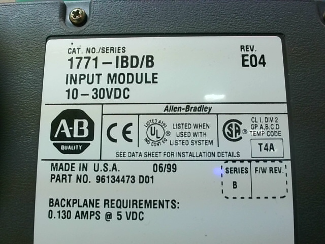 Allen Bradley 1771-IBD /B Input Module .13A 10/30VDC PLC5 Ser B - New ...