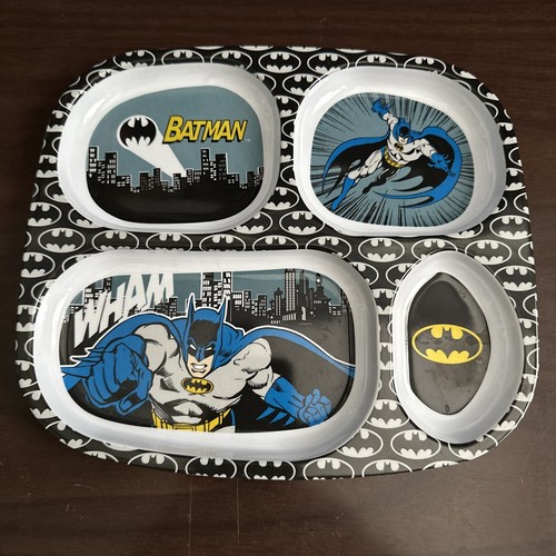 Batman Batmobile Children 4 Section White Rectangular Plate Dish Lunch ...