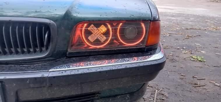 BMW E38 running lights decorative crosses for headlights style ...