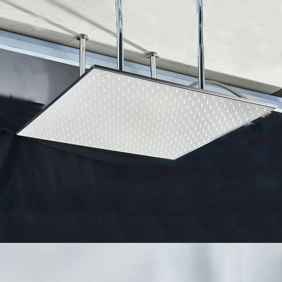 LED Rainfall Large Shower Head High Pressure Ceiling Mounted Overhead ...