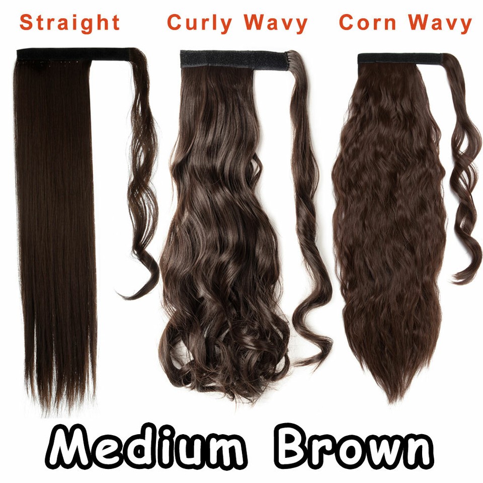 100% Natural Wrap Around Corn Wavy Ponytail Real Thick as human Hair ...