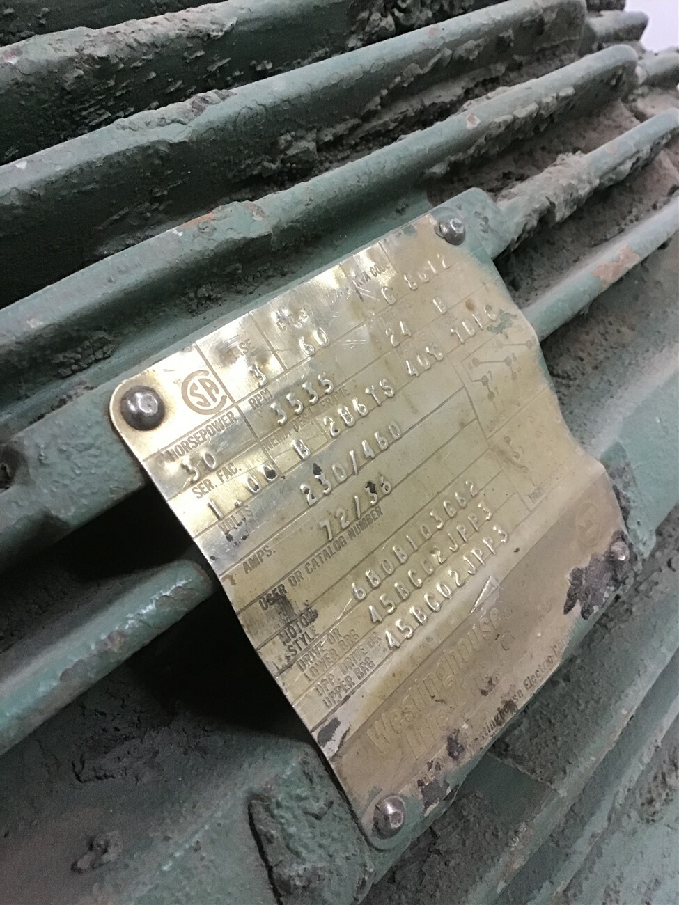 Westinghouse Tbfc Life-Line T Ac Motor 30 Hp 3535 Rpm 2P 230/460 V ...