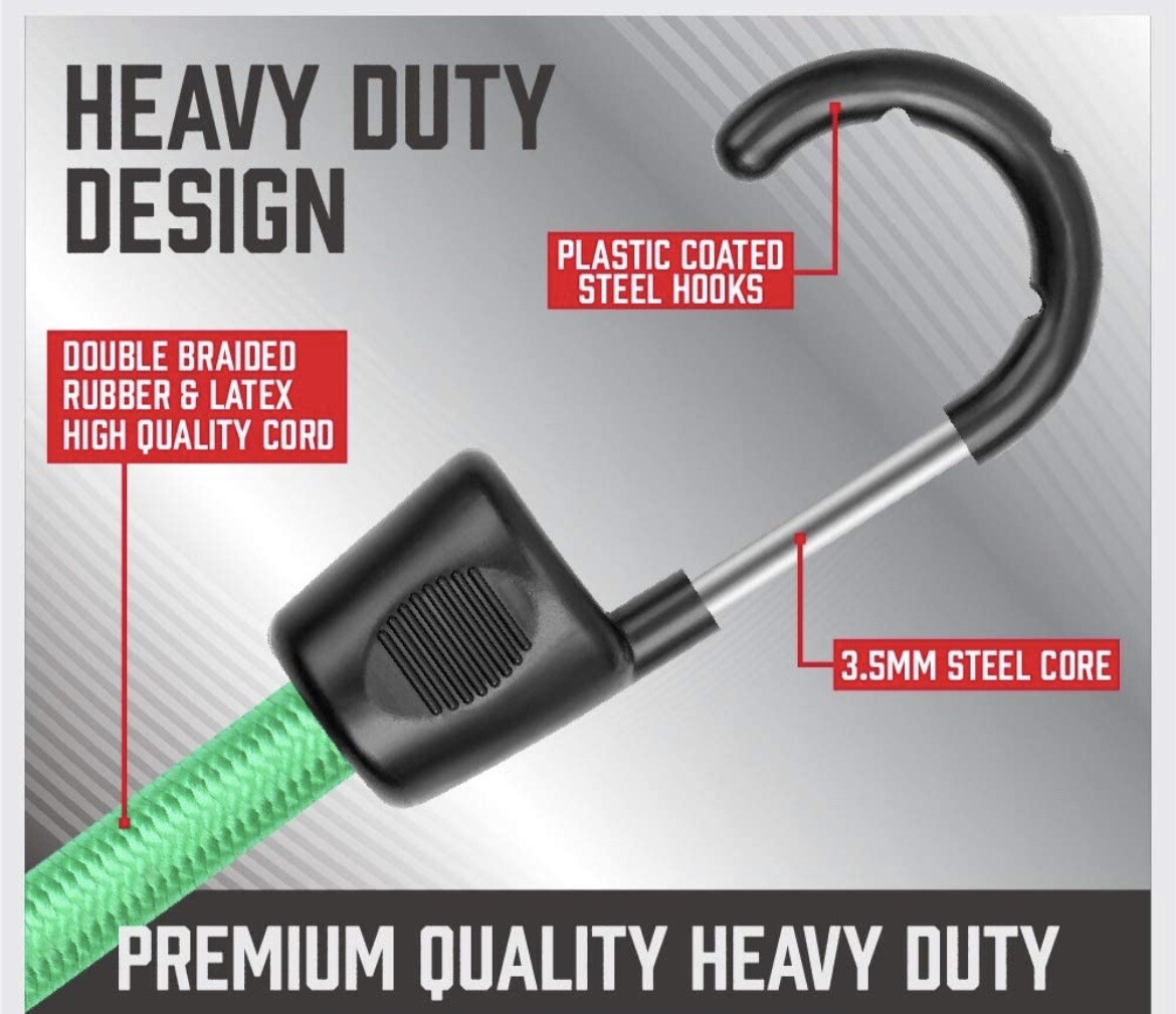 Heavy Duty Assortment Bungee Cords with Hooks 30 pcs Heavy Duty Bungie ...