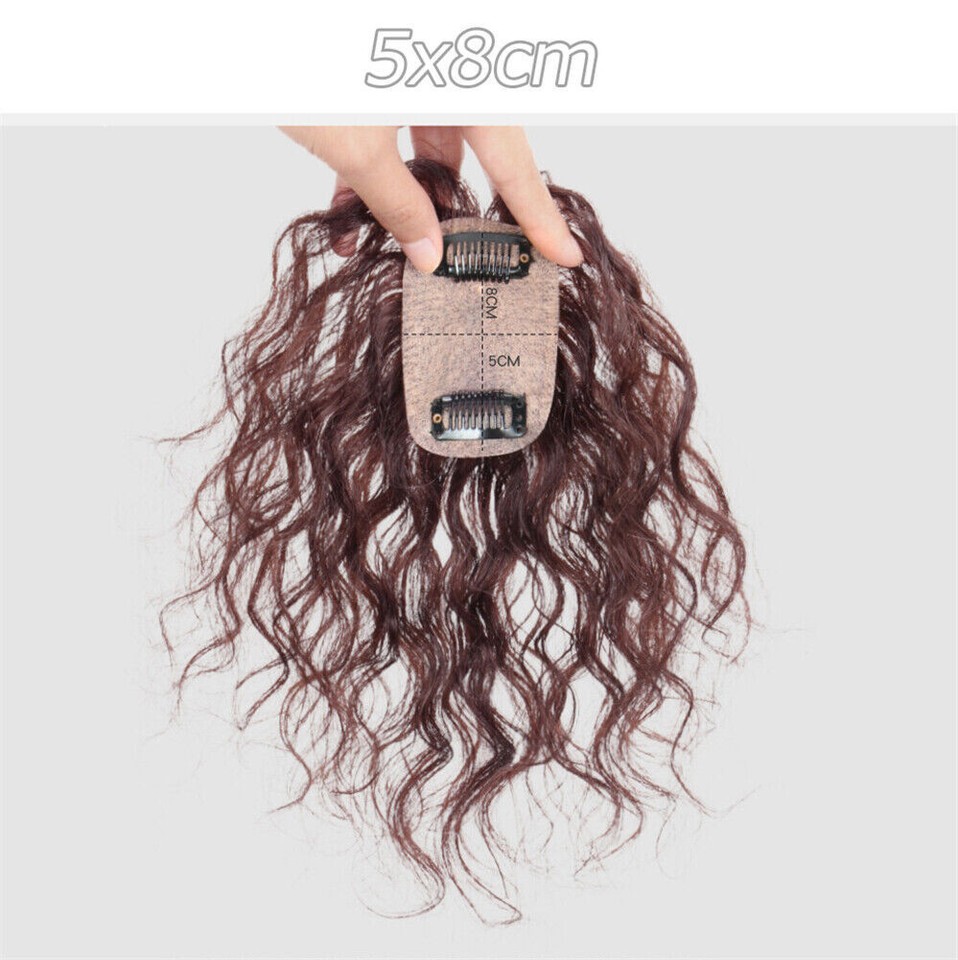 Crown Natural Curly Wavy 100% Real Human Hair Topper Toupee Top Piece ...