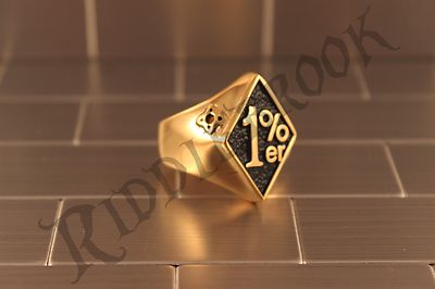 Gold 1%er biker ring Outlaw 316l stainless steel bikie MC motorcycle ...