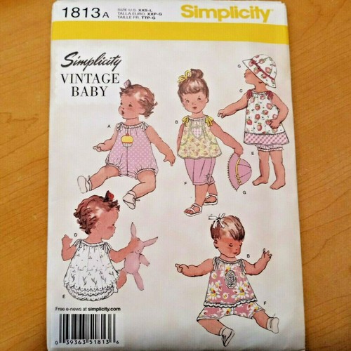 SIMPLICITY 1813 Vintage Baby Retro Style Sewing Pattern Pant Top Romper ...