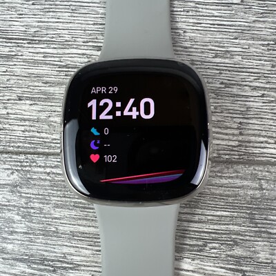 FitBit Sense FB512 Silver Pebble Activity Tracker Smartwatch Small Band ...