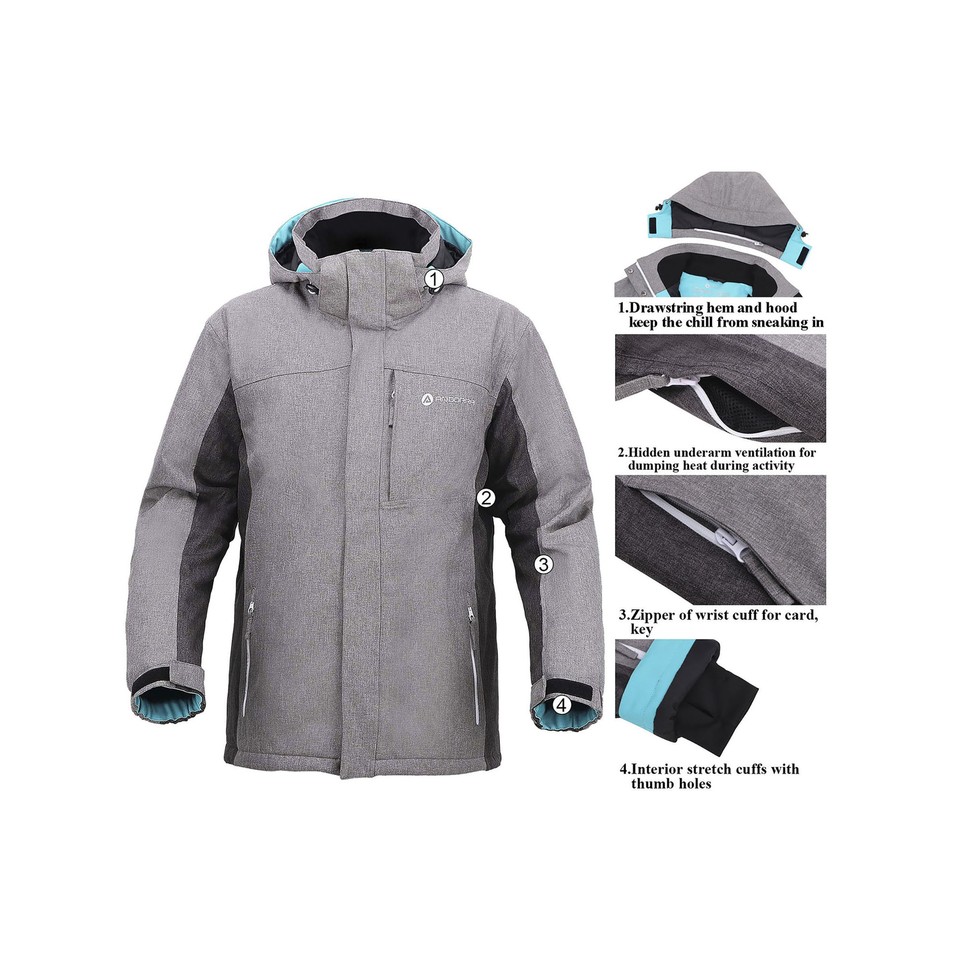 Andorra Men's Performance Insulated Ski Jacket W/Zip-Off Hood, Gray ...