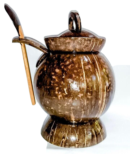 Handmade Ceylon Coconut Shell Salt Pot With Spoon 100% Eco Friendly ...