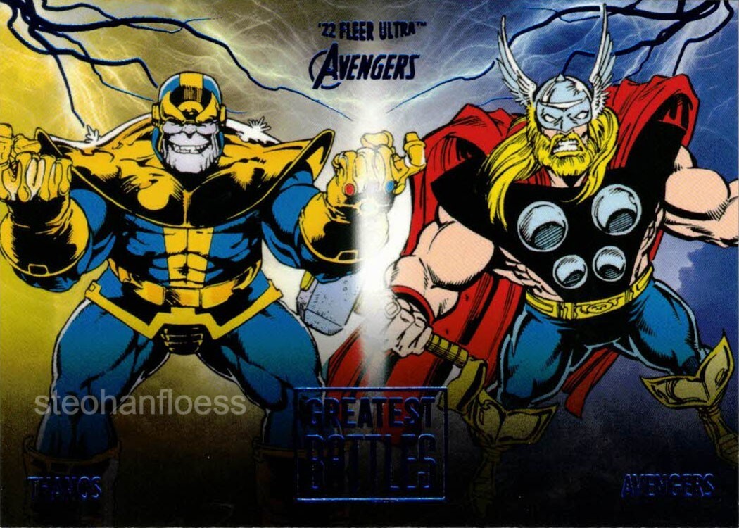 2022 Fleer Ultra Avengers Greatest Battles Thanos Thor Blue 358/360 EB ...