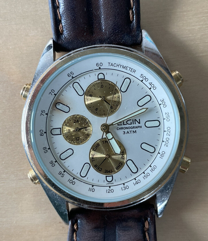 Vintage ELGIN FH134-007 Watch 6W60 Water Resist Stainless Steel Back ...