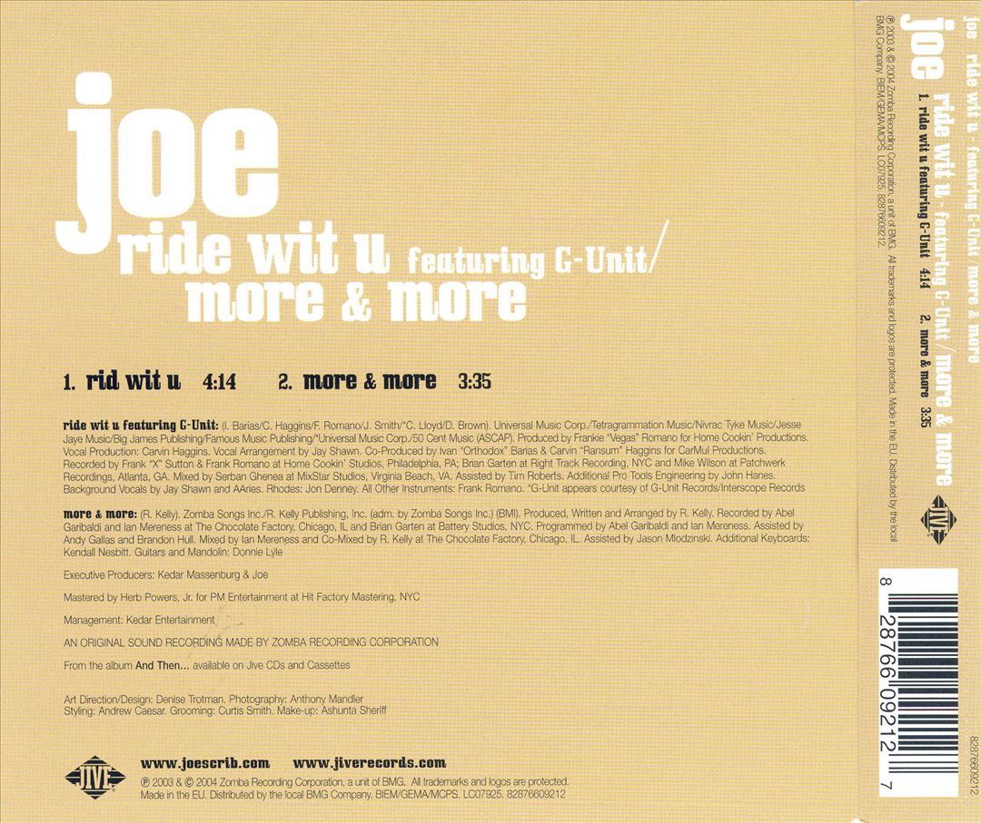 JOE-RIDE WIT U MORE AND MORE NEW CD | eBay