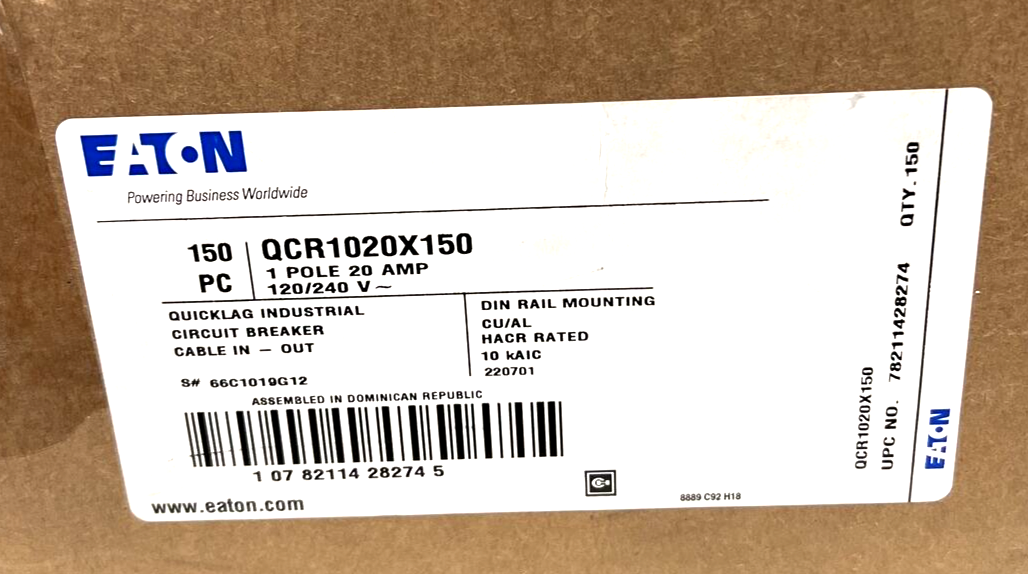 Eaton Circuit Breaker QCR1020 1 Pull 20 Amp | eBay