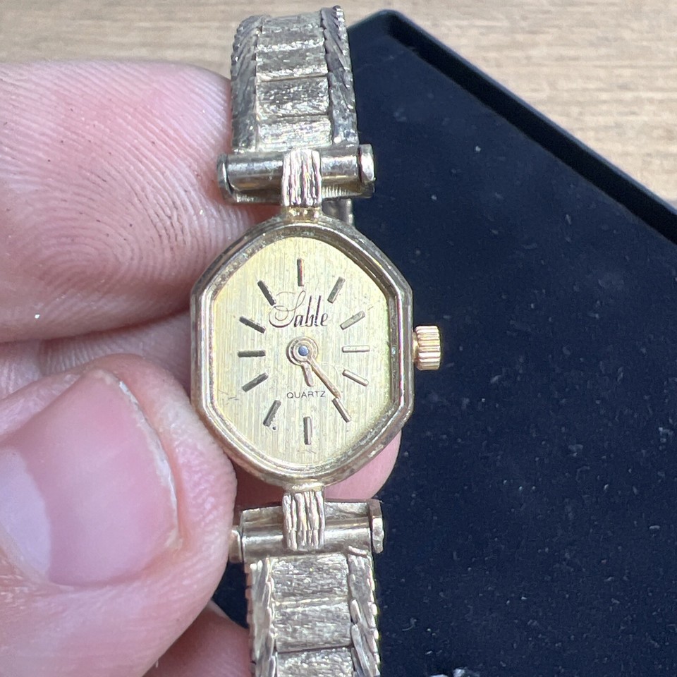 UNIQUE Women's 925 STERLING SILVER Watch SABLE Quartz Gold Tone(read ...