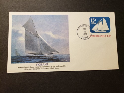 Sailing Ship VIGILANT Naval Cover 1980 Fleetwood AMERICA's CUP Cachet ...