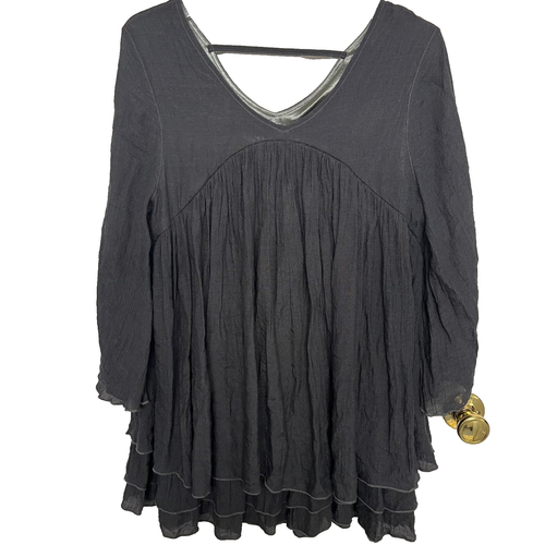 Angel Heart Boutique Gauzy Layers Flowy Lined 3/4 Sleeve Tunic. Dark ...