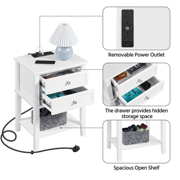 Nightstands With Power Outlets 2 Drawer Power Outlet Nightstands Bed