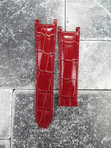 New Wine Red Leather Strap Deployment Watch Band CARTIER PASHA 18mm ...