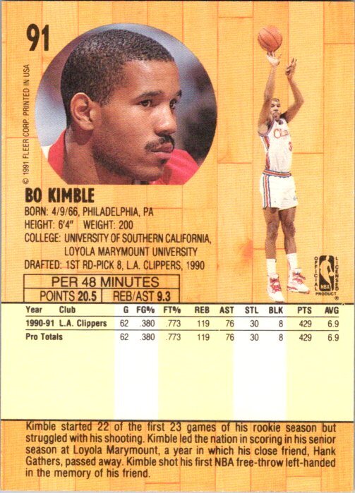 1991 Fleer #91 Bo Kimble NearMint/Mint | eBay