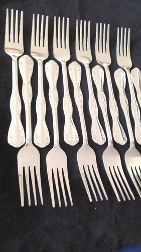 Six Dinner HEAVY FORKS Stainless Steel 8" long by 1" Wide HH FORK ...