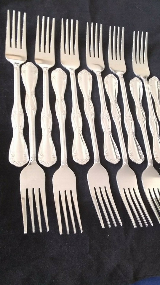 Six Dinner HEAVY FORKS Stainless Steel 8" long by 1" Wide HH FORK ...