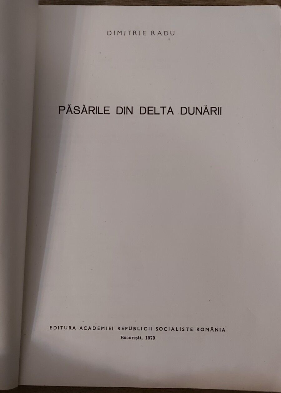 Romanian book Pasarile din Delta Dunarii by Dimitrie Radu | eBay