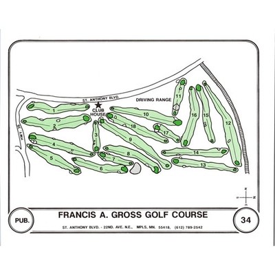 Francis A. Gross Golf Course Minneapolis MN 1989 Golf Course Map SK5 | eBay