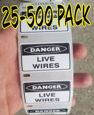 LIVE WIRES WARNING STICKERS 25-1000 Pack Label decal gag joke sticker ...
