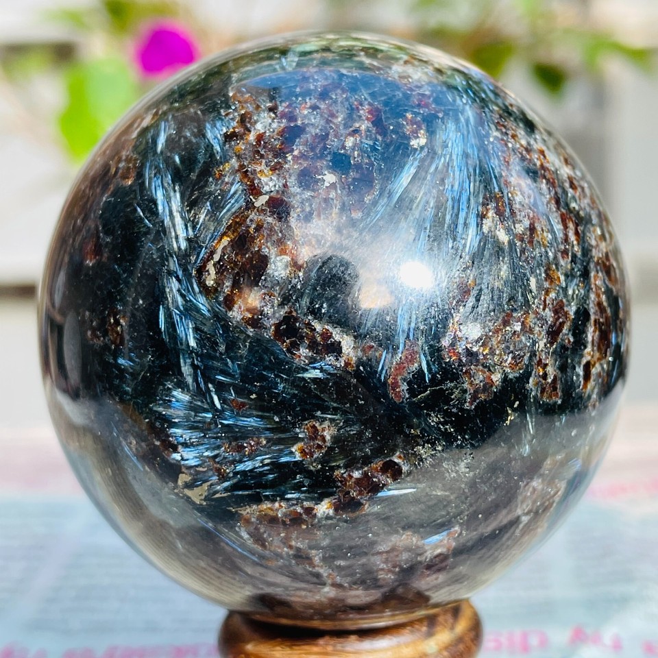 353g Natural Astrophyllite Fireworks Stone Quartz Crystal Sphere Ball ...