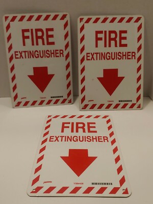 Lot of 3 PRINZING FIRE EXTINGUISHER Signs 7"x10" Polystyrene Plastic | eBay