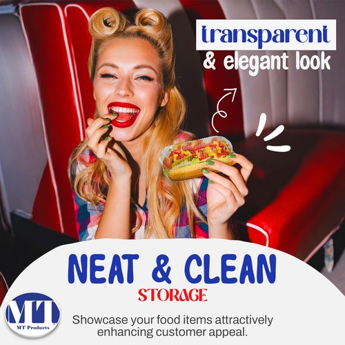 MT Products Plastic Hot Dog Container with Lid 6.5" x 2.75" x 2.6 ...