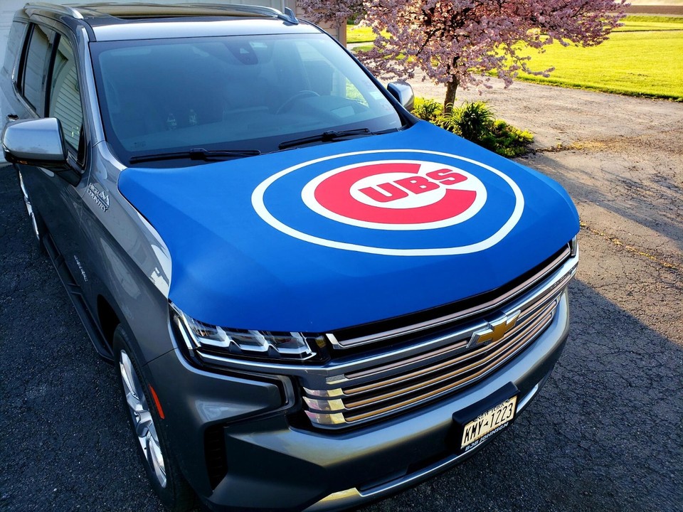 Chicago Cubs Custom Auto Hood Cover | Sports Flags | MLB Flags | Hood ...