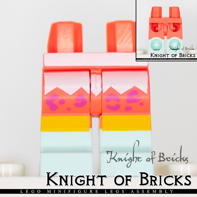 LEGO Minifigure Legs CORAL Hips Legs w Light Aqua Boots White Zigzag ...