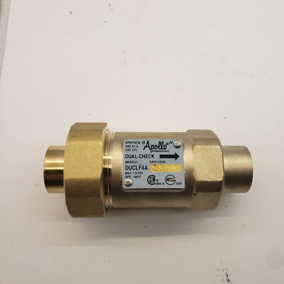 APOLLO Dual Check Valve Bronze 1/2" DUCLF4A Backflow Preventer | eBay