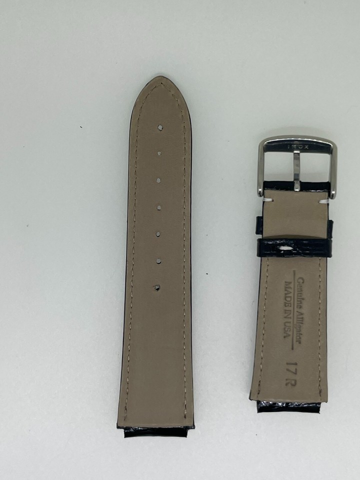 Hadley Roma 17MM short black diver Alligator watch band strap | eBay