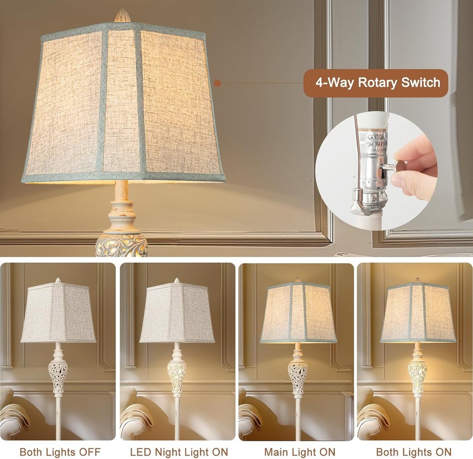 LuxSight 65 Inch Tall Rustic Floor Lamp with Linen Shade | eBay