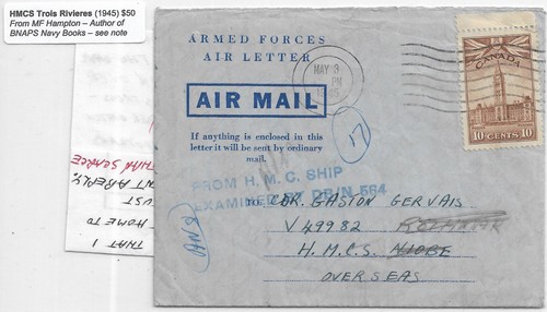 WW2: Canadian Ship: 1945 HMCS Tree Rivers to HMCS Niobe (M7279) | eBay