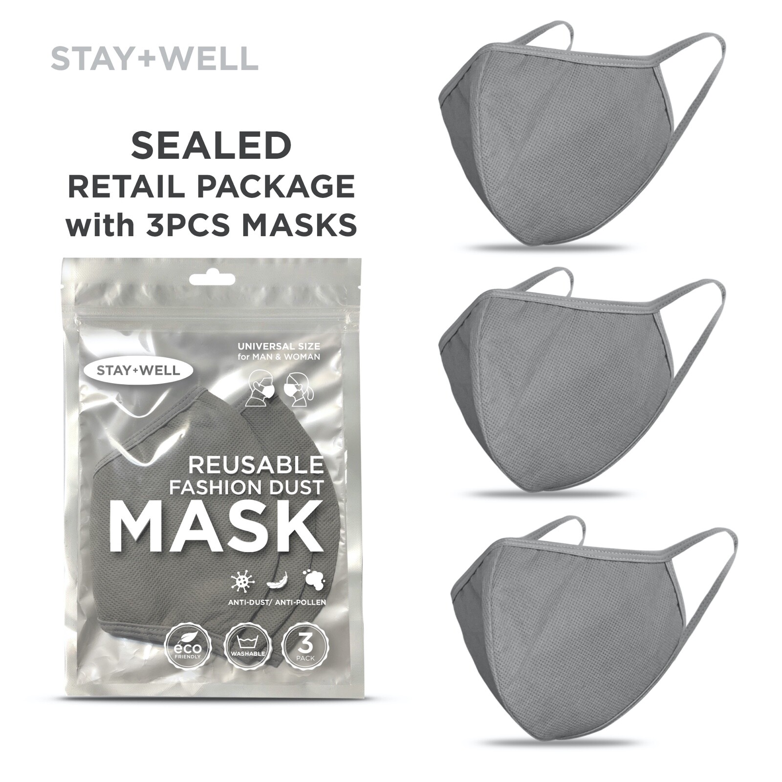 60 Face Masks Gray Mask Washable Reusable Mask Unisex Mask Men Women US ...