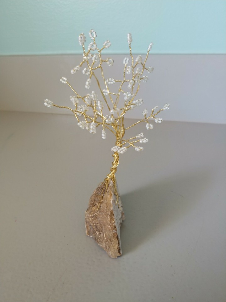 NEW french beaded flower handmade tree nodule tree rock glass beads ...