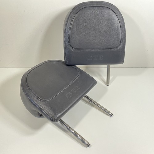 05-09 Mk5 VW Golf GTI Dark Gray Leather Headrest FRONT SET Head Rest ...
